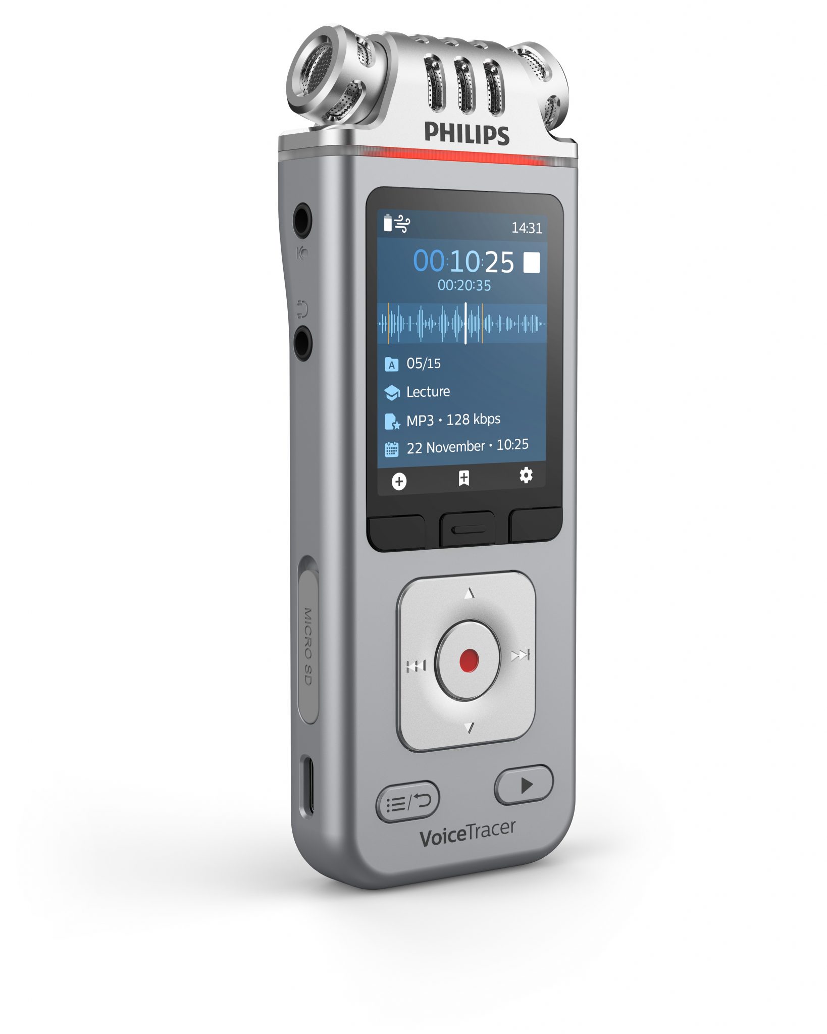 Philips DVT4110 VoiceTracer Audio Recorder- Lectures - 3 Mic, Remote ...